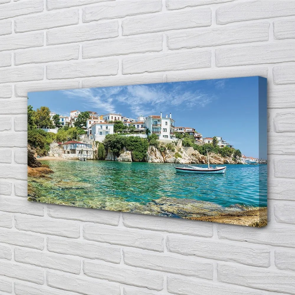 Obrazy na plátně Řecko Sea městského života 125x50 cm