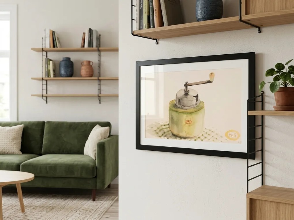Martina Špinková | Babiččin kafemlejnek Rám: Dubový, Velikost: 50 x 70 cm