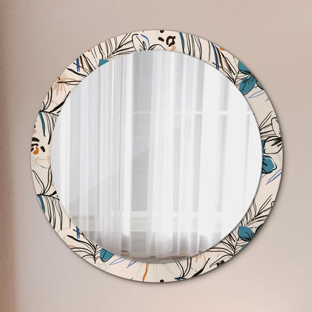 Kulaté zrcadlo s dekorem Květiny se vzorem džungle fi 90 cm