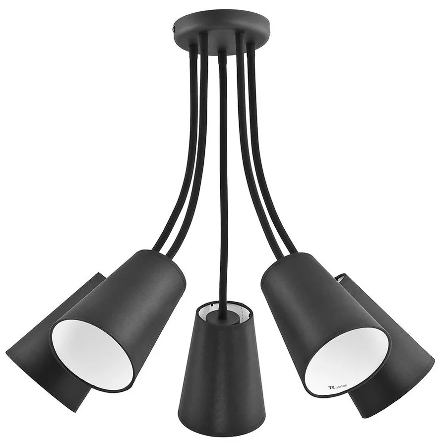 TK Lighting Lustr na tyči WIRE BLACK 5xE27/60W/230V TK2104