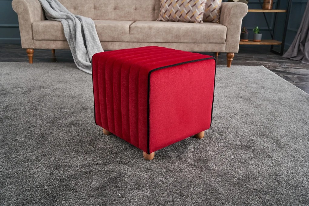 Atelier del Sofa Taburet Mona Puf - Red, Červená