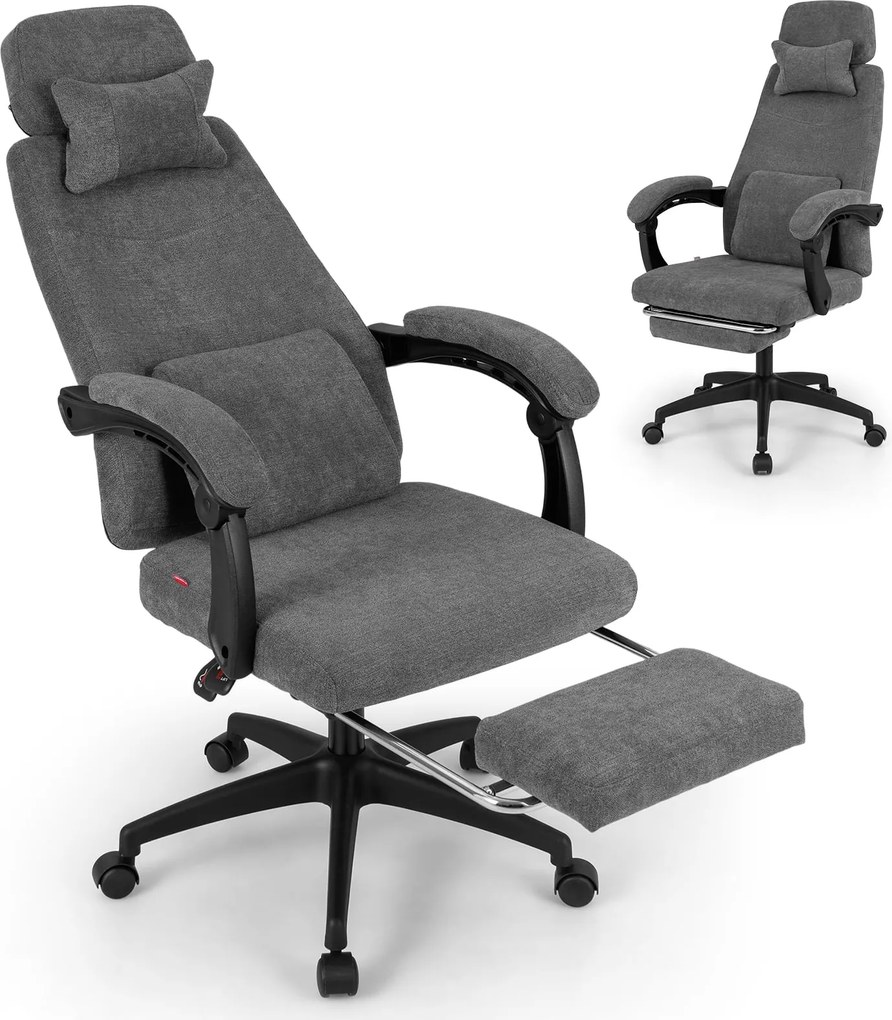 Costway Ergonomická kancelářská židle s výsuvnou opěrkou nohou a nastavitelným