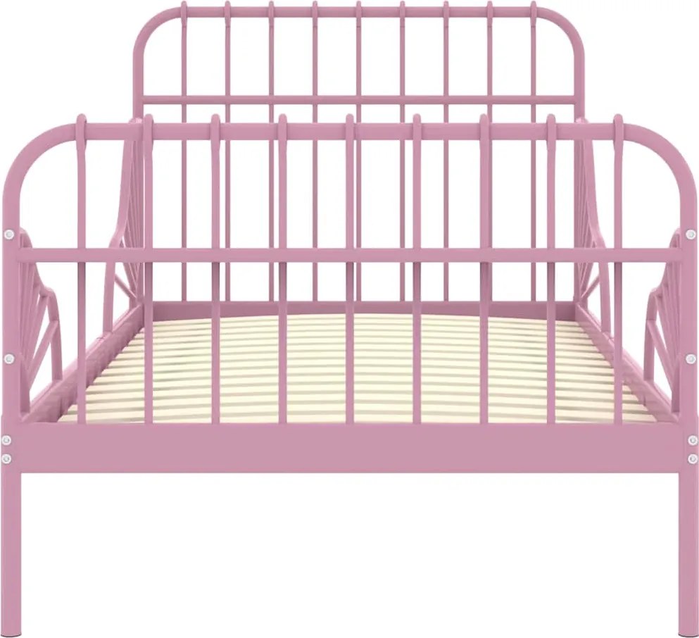 Prodloužitelný rám postele růžový kov 80 x 130/200 cm 324743