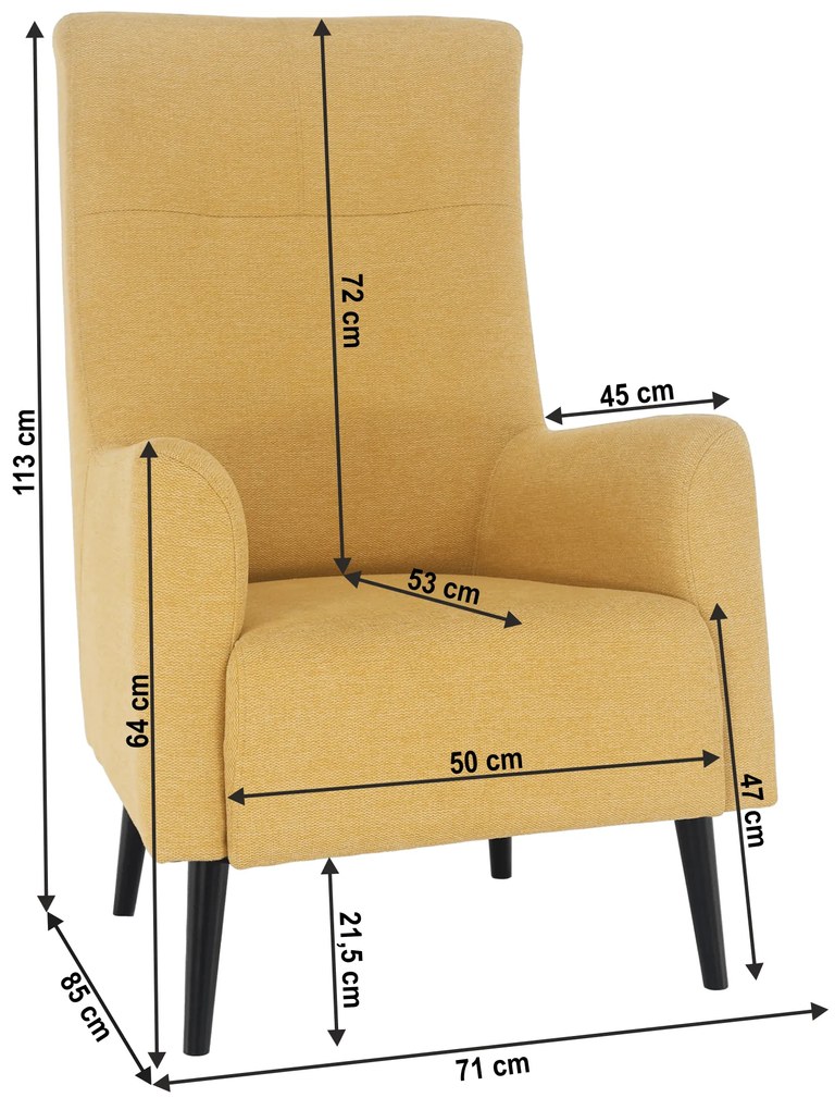 Kondela Křeslo ušák, žlutá/černá, SAMY