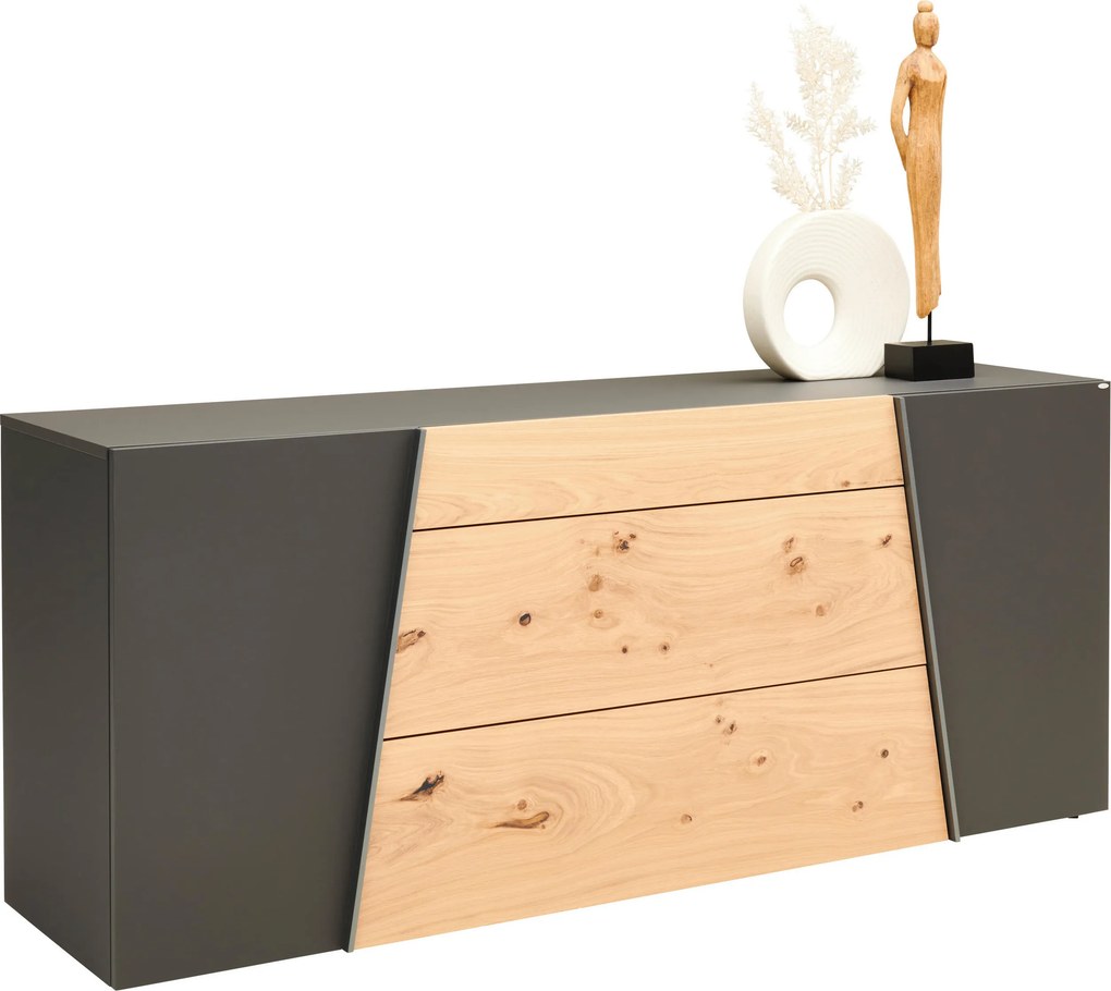 XXXLutz ŠIROKÁ KOMODA, divoký dub, barvy grafitu, divoký dub, 192/82/51,6 cm Voglauer - Komody z masivu - 000142012238