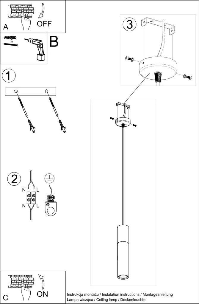 Sollux Lighting Závěsné svítidlo BORGIO 1 bílé