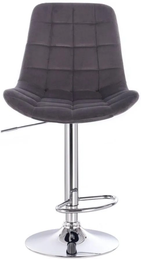 LuxuryForm Barová židle PARIS VELUR na stříbrném talíři - šedá