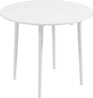 HOMCOM skládací stůl do jídelny se 2 sklápěcími deskami, kulatý rozkládací stůl pro 4 osoby, nohy ze dřeva Ø 89 x 73,5 cm, bílý