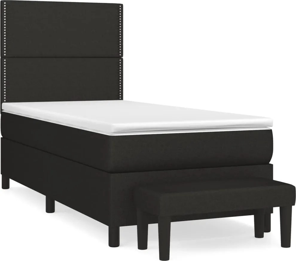 Box spring postel s matrací černá 90x200 cm textil 3136487