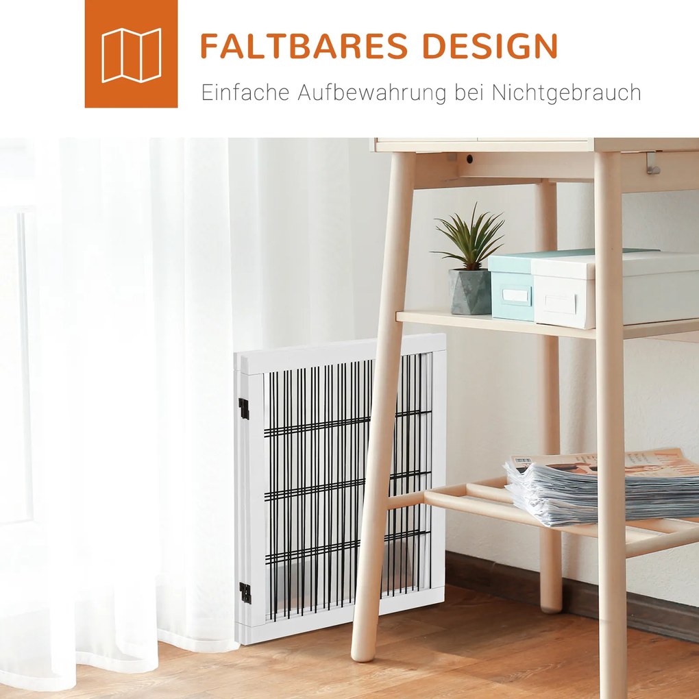 PawHut zábrana pro psy ochranný plot schodišťová brána 185 x 36 x 71 cm z borovicového dřeva v bílé barvě, ideální pro ochranu dveří a bezpečnost psů…