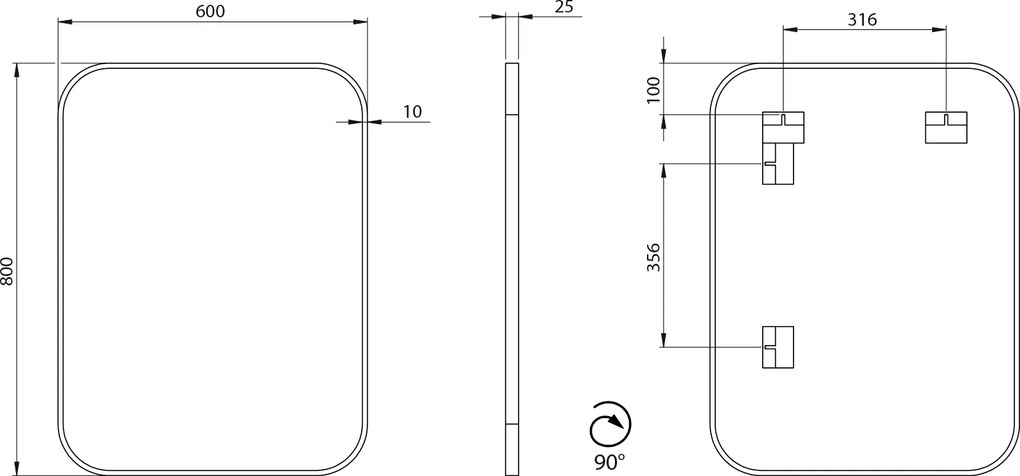 Sapho Sapho, AROWANA zrcadlo v rámu 60x80cm, černá mat, AWB0600