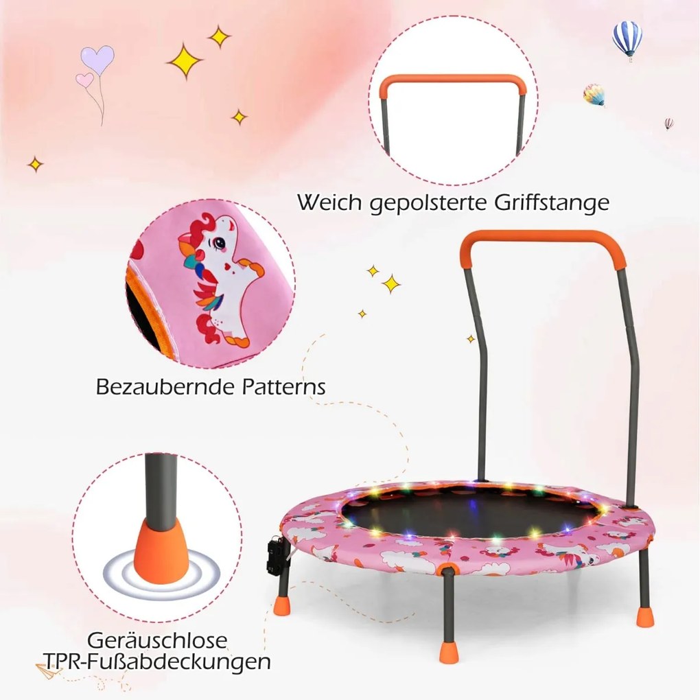 Costway Ø92 cm dětská trampolína mini trampolína s LED osvětlením odnímatelná