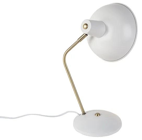 Retro stolní lampa bílá s bronzem - Milou