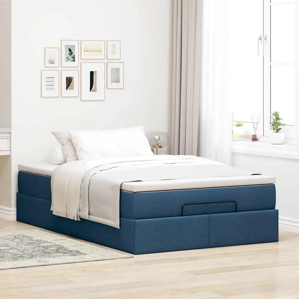Osmanský rám postele s matrací modrá 120x200cm textil 3311105