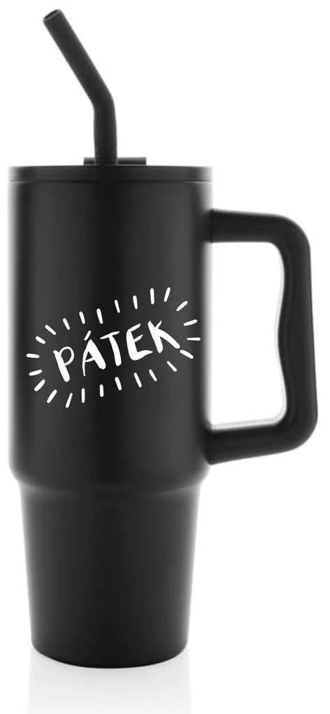 PÁTEK - černý cestovní termohrnek 900 ml