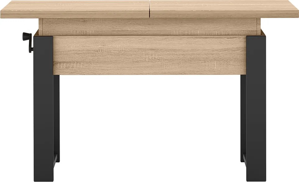Rozkládací polohovací konferenční stolek HOGO 3v1 | 120-157x62,5-74,5x67 cm | síla horní desky 32 mm | dub sonoma/černé nohy