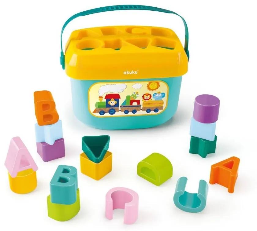 Akuku Edukační hračka vkládačka kyblík písmenka a tvary