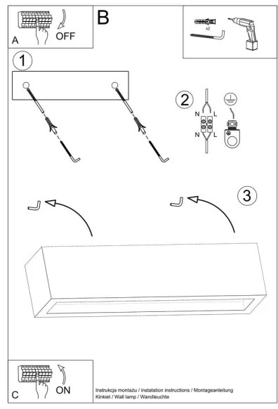 Sollux SL.0993 - Nástěnné svítidlo VEGA 2xE27/60W/230V 50 cm beton
