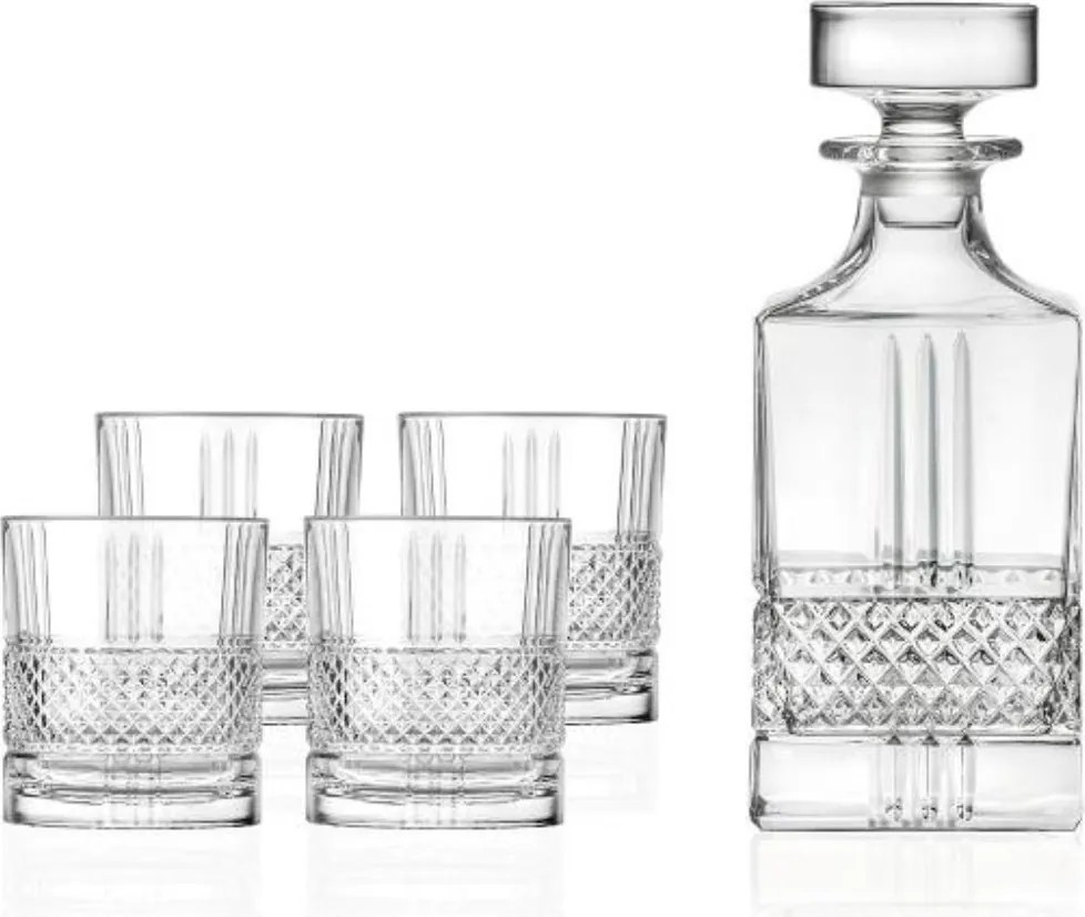 Lyngby Glass Brillante Karafa Křišťálové sklenice na whisky 340 ml 4 ks