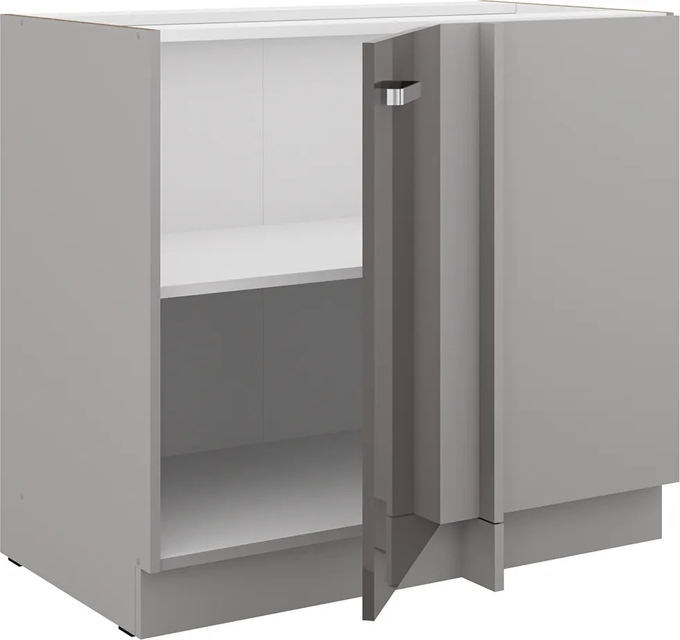 GREY gr | dolní skříňka 105 ND 1F rohová s policí | 105x60 cm | světle šedá/tmavě šedá lesk