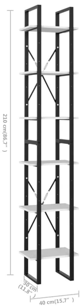 vidaXL Marketos Knihovna se 6 policemi bílá 40 x 30 x 210 cm kompozitní dřevo