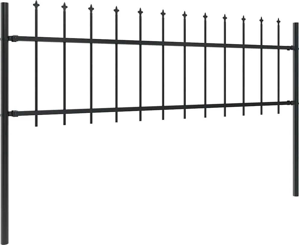 Zahradní plot Woerden s kopím nahoře ocelový 170 x 60 cm černý 144923