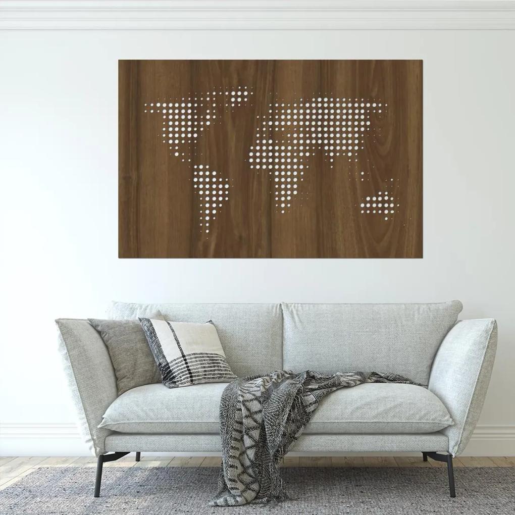 dřevo života Dřevěná mapa světa DOTS Barevný vzor: Černá, Velikost map: 60x39
