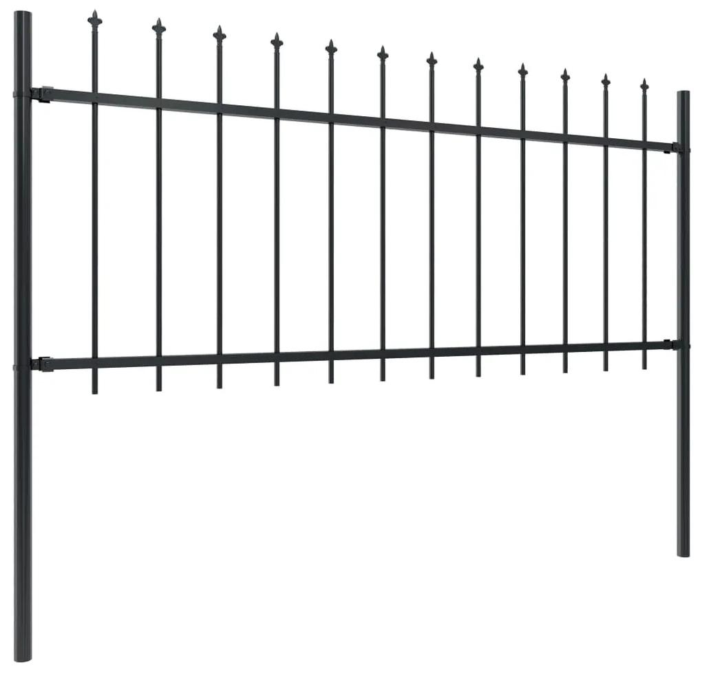 vidaXL Zahradní plot s hroty ocelový 10,2 x 0,8 m černý