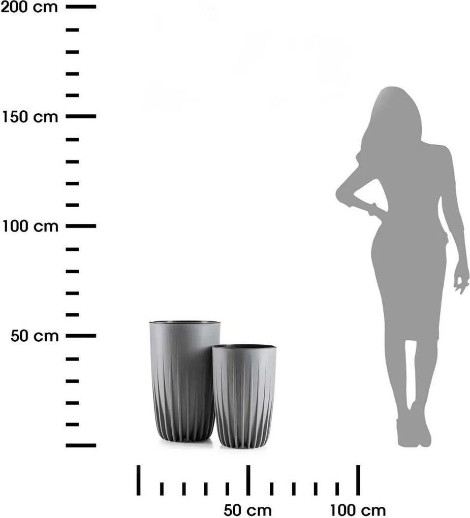 Sada 2 ks květináčů Stripped Eco šedá