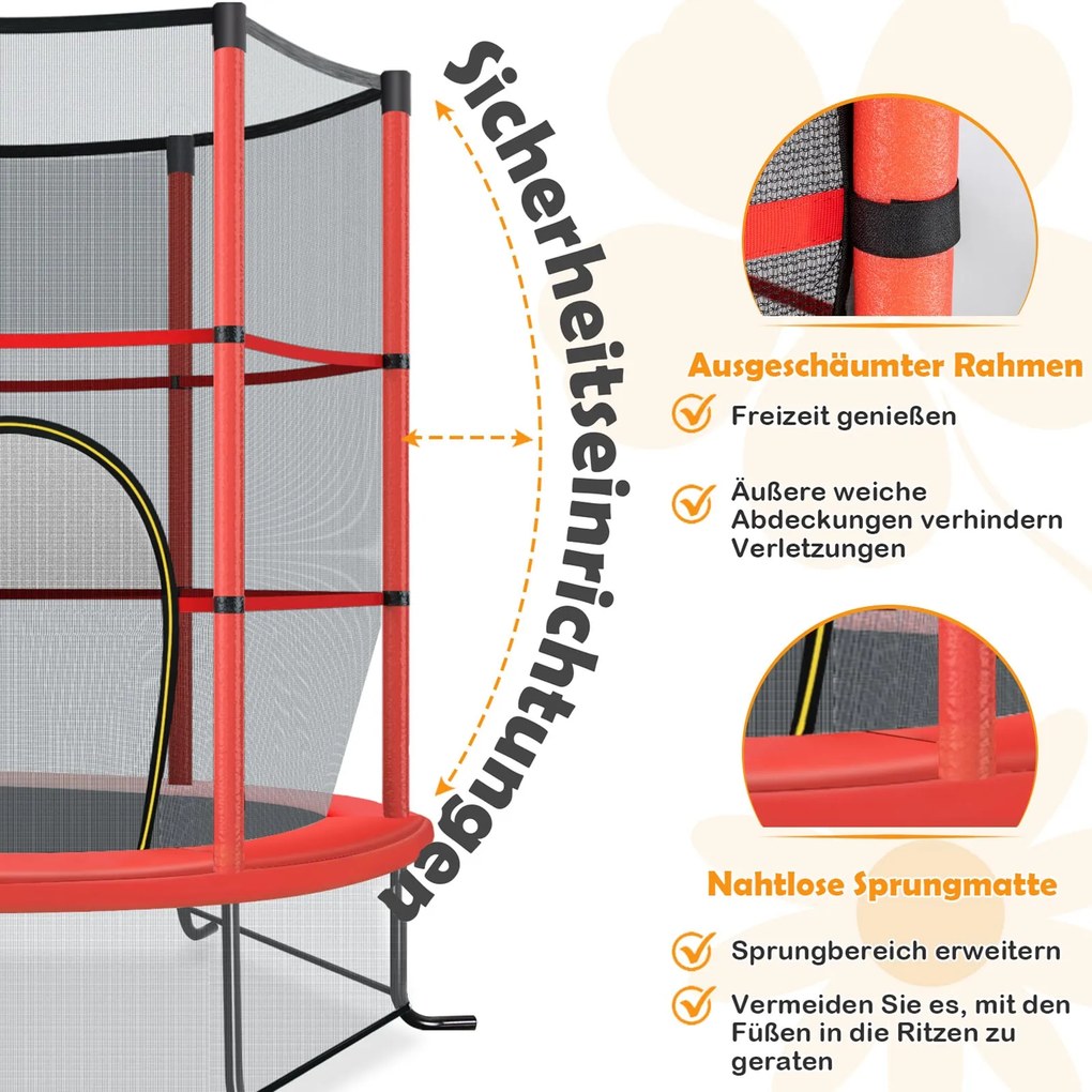 Costway Zahradní trampolína Ø165 cm s ochrannou sítí trampolína do 135 KG odolná