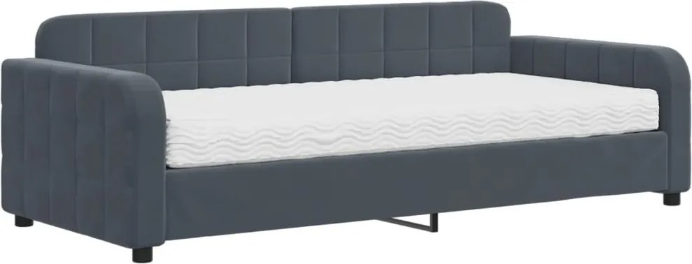 Válenda s matrací tmavě šedá 90 x 200 cm samet 3196906