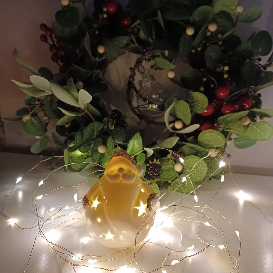 LED keramický santa, 7,6 × 7 × 7,8 cm, teple bílá, 2× LR44