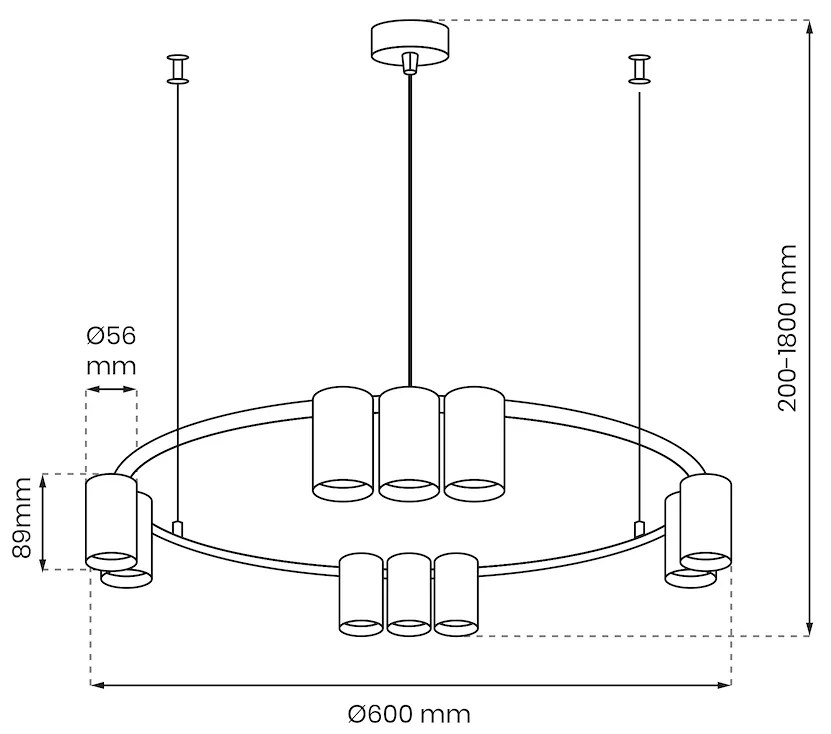 Závěsné svítidlo Genesis, 10x bílé kovové stínítko,