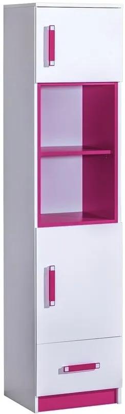 Kombinovaná skříň úzká TRAFICO 4 bílá/růžová