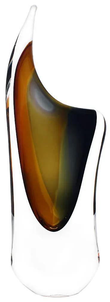 Skleněná váza hutní 04, zlatý topaz a kouřově černá, 24 cm | České hutní sklo od Artcristal Bohemia