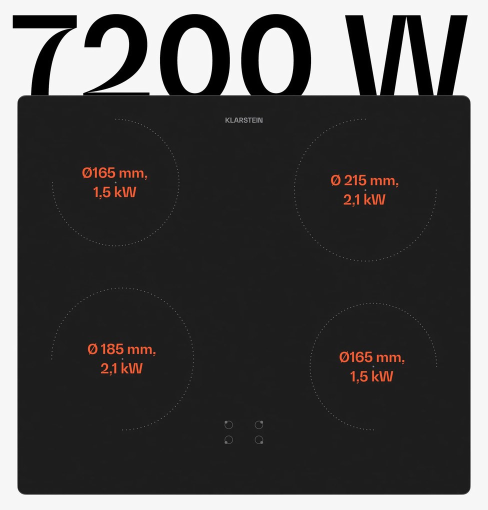 Klarstein Set trouby a indukční varné desky ControlSync, 9 funkcí, 4 varné zóny, objem 72 l