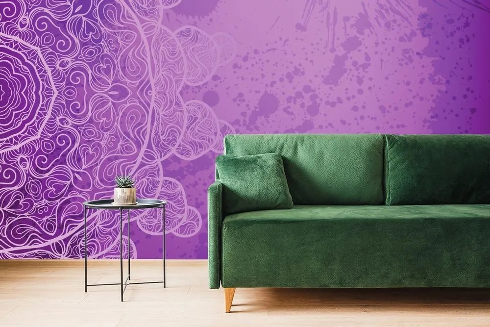 Samolepící tapeta fialová arabeska na abstraktním pozadí - 150x100 cm