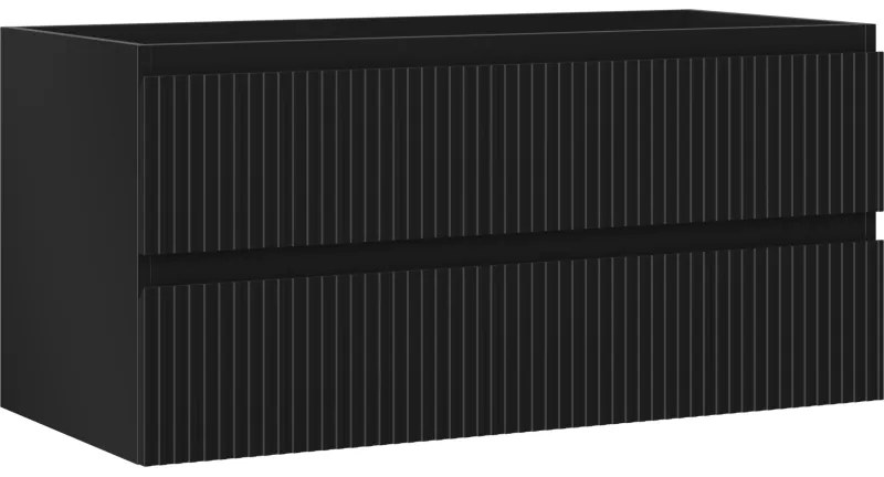 Mexen Rivel koupelnová skříňka pod umyvadlo 100 cm, 2 zásuvky, drážkovaná, černý mat - 91A20-10047-2-BFF71