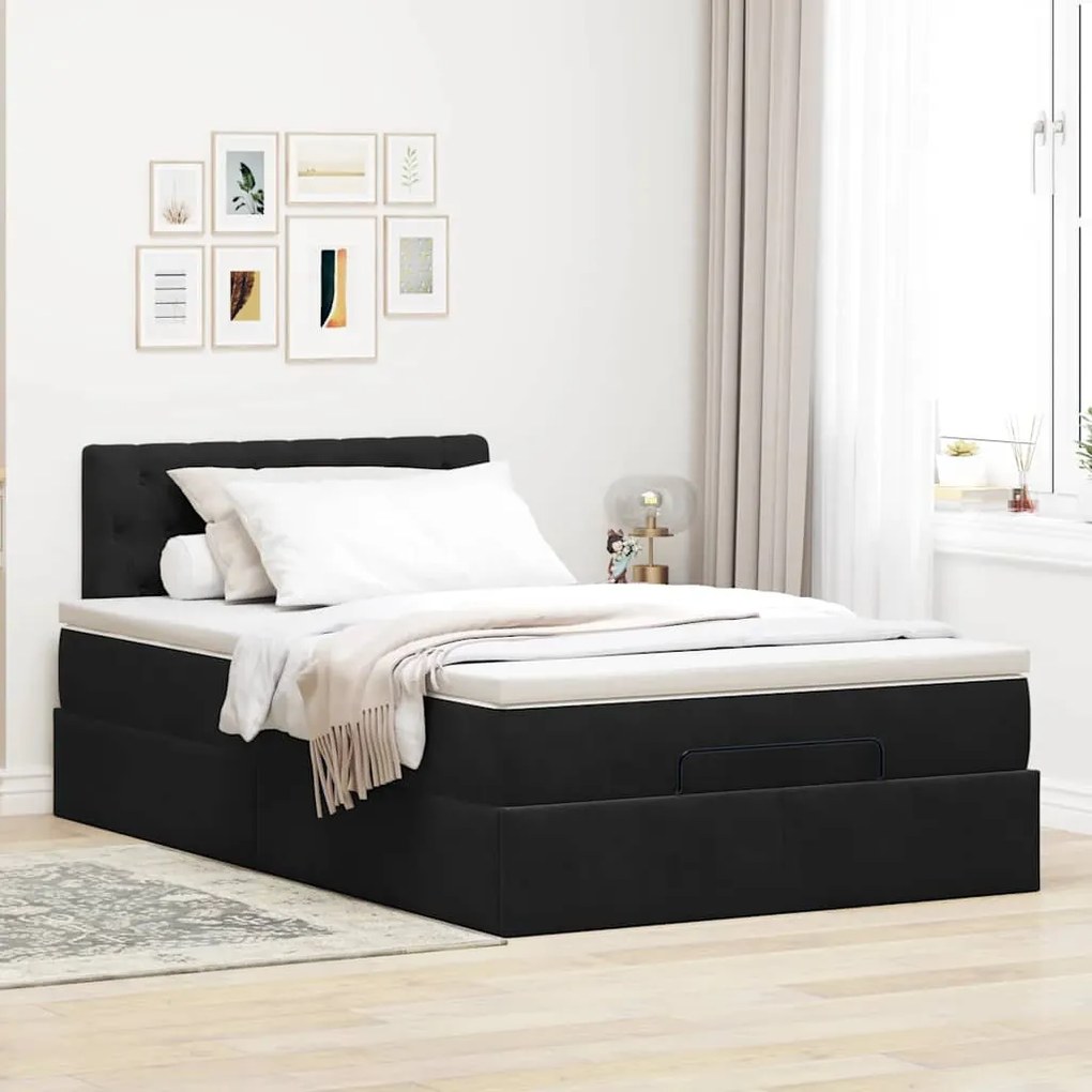 Osmanská postel s matrací & LED černá 120x190cm samet 3312682