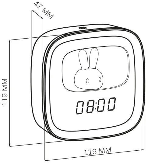 LED Stmívatelná noční lampička s budíkem BUNNY LED/1,2W/5V 3000K