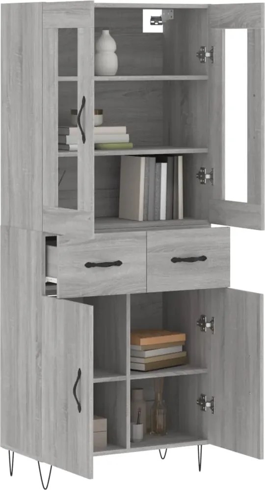 Skříň highboard šedá sonoma 69,5 x 34 x 180 cm kompozitní dřevo 3198567