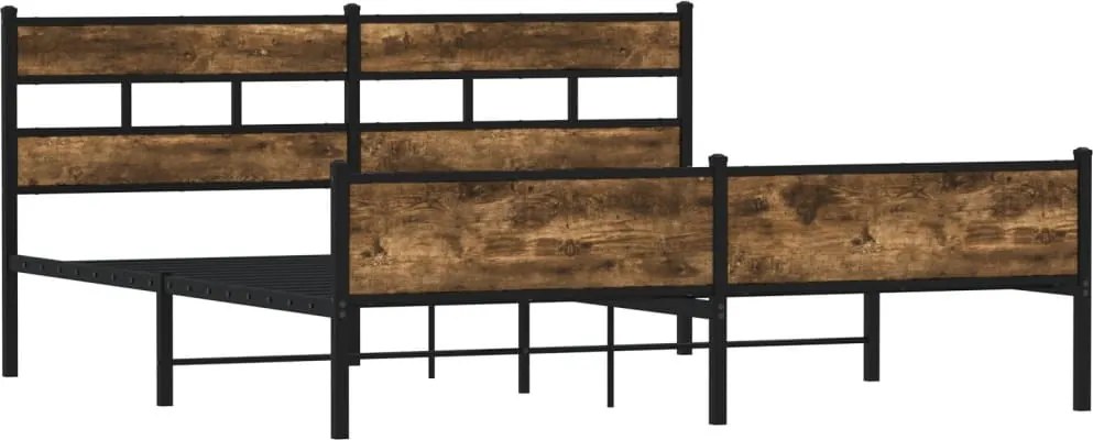Kovový rám postele bez matrace kouřový dub 193 x 203 cm 3308493