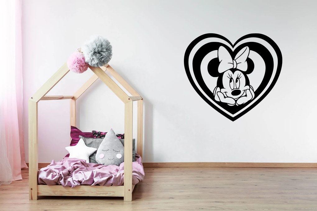 Lepy.cz Samolepka na zeď Minnie - Srdce Velikost (šířka x výška): 60x54cm, Barevná varianta: Jemná růžová