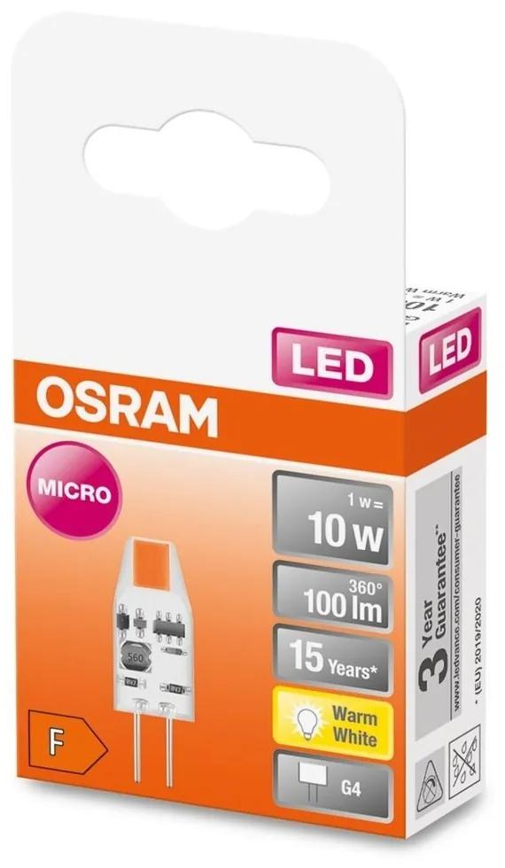 LED micro speciální žárovka G4 1 W, teplá bílá