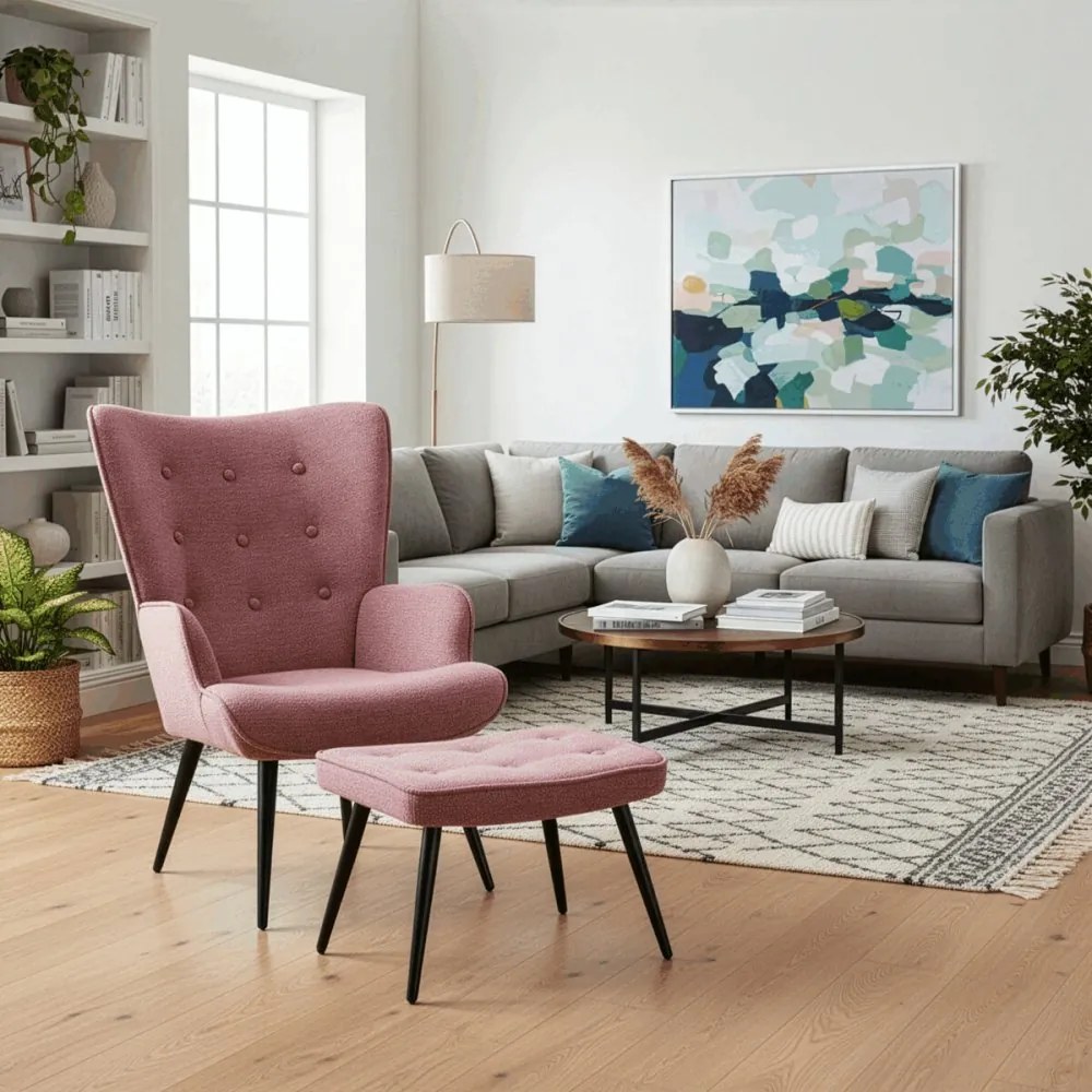 Relaxační křeslo AK-303 PINK2, sametová látka, růžová (68 x 72) cm