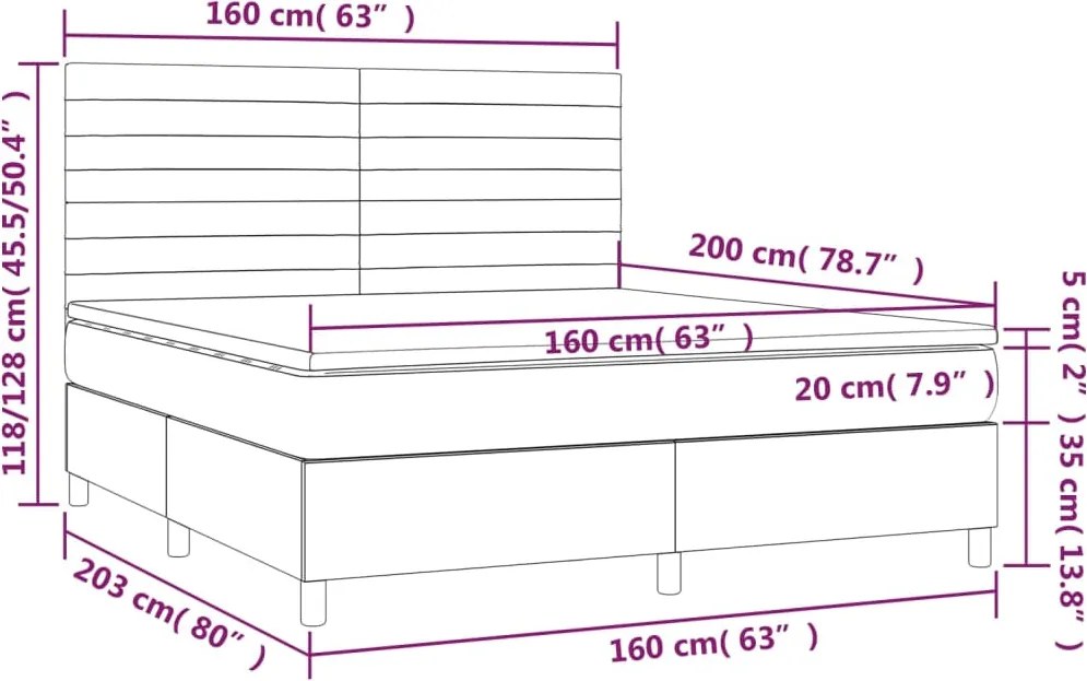 Box spring postel s matrací tmavě šedá 160x200 cm samet 3143092