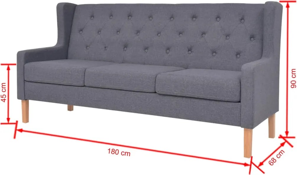 3místná pohovka textil šedá 245454