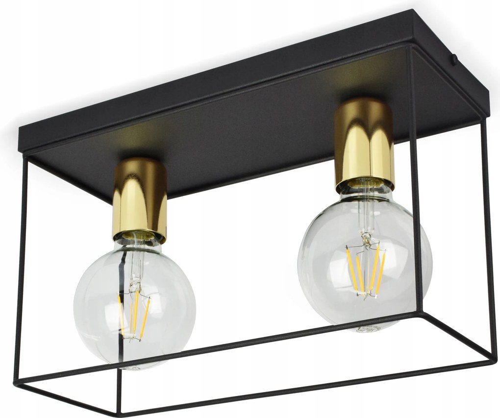 Závěsné Stropní Svítidlo Stropní Svítidlo Klec Loft 571-SK2 Led Black & Gold Edition