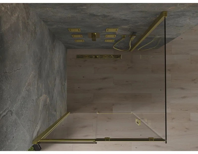 Mexen Omega sprchový kout 100x100cm, 8mm sklo, zlatý profil-čiré sklo, 825-100-100-50-00