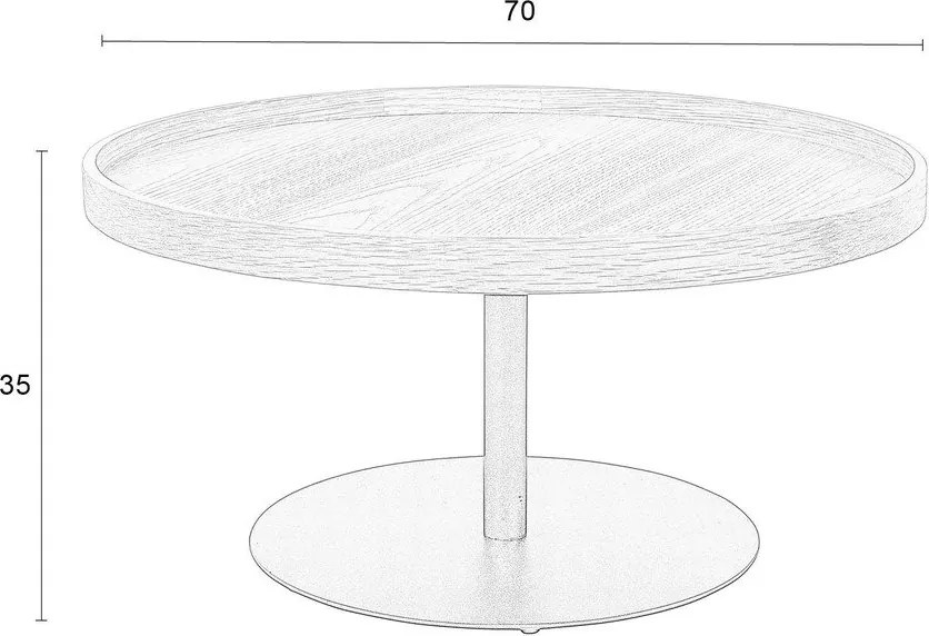 Kulatý konferenční stolek s deskou v dubovém dekoru v přírodní barvě ø 70 cm Yuri L – White Label